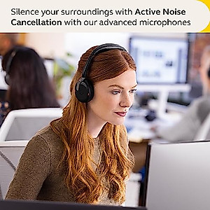 Jabra Evolve2 65 Flex Wireless Stereo Headset - Bluetooth, Noise-Cancelling ClearVoice Technology & Hybrid ANC - Works with All Leading UC Platforms Such As Zoom & Google Meet - Black