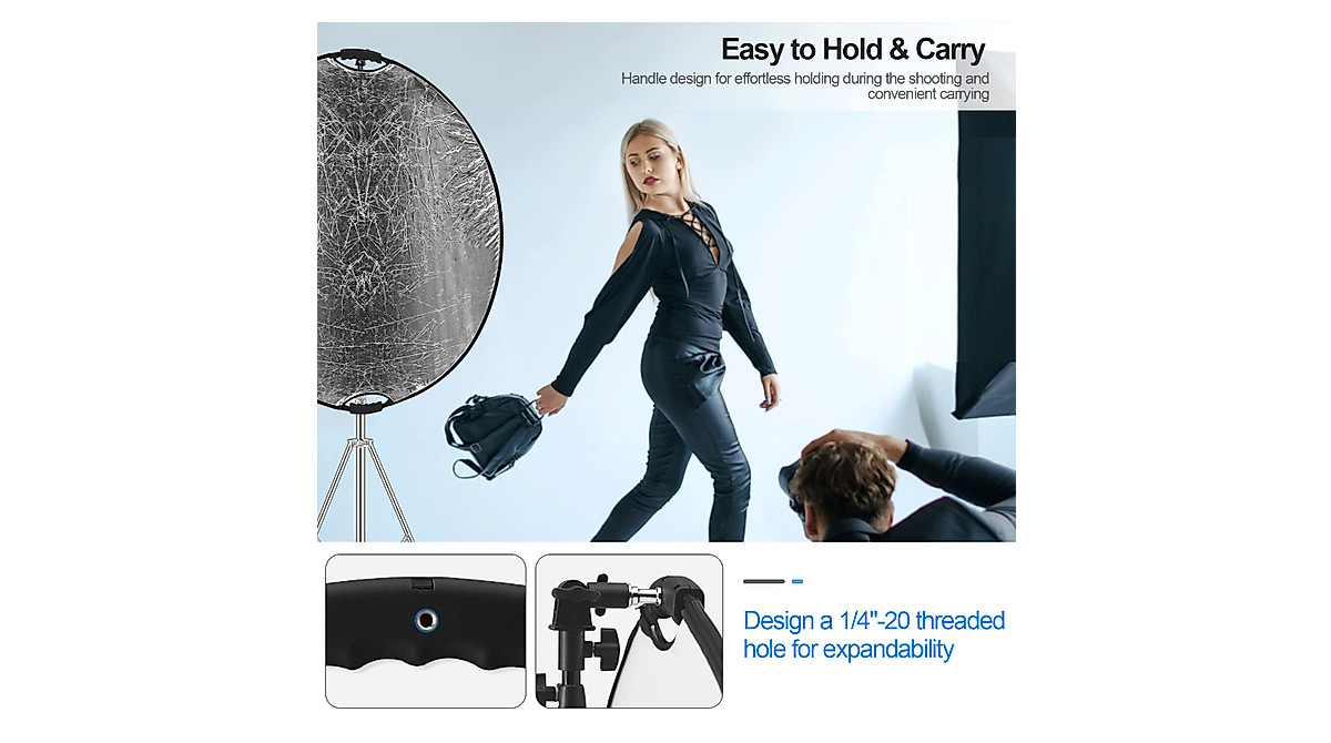 Wellmaking 43Inch/110cm Photography Light Reflector, Portable Foldable ...