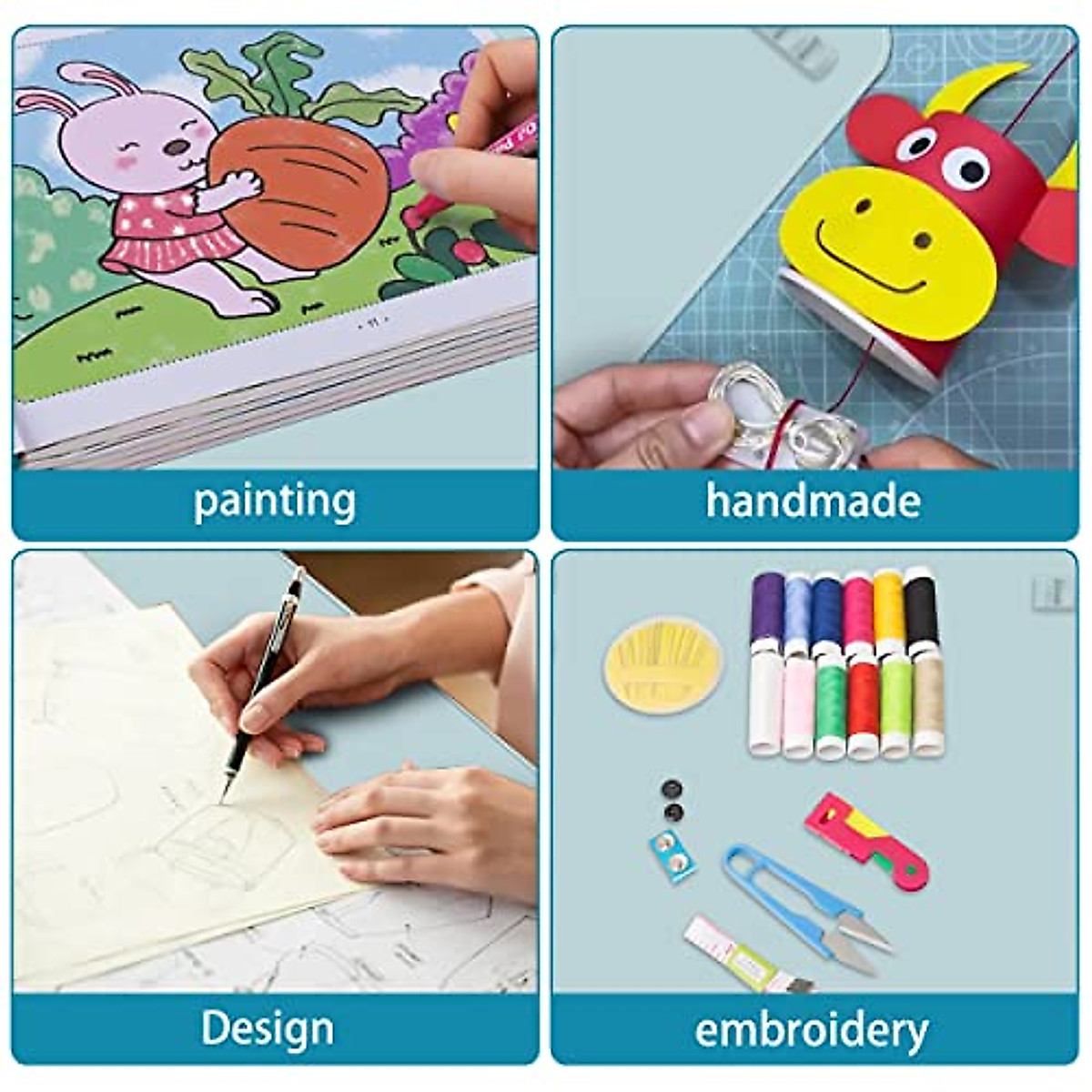 Silicone Craft Mat, Silicone Mat for Resin Casting 24“x16” Non Stick Silicone Sheet with Cleaning Cut for Oil Painting, Art, Clay and Play(blue)