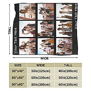 UMBOLIBOGO Custom Blanket Family Picture Personalized Photos Text Collage Customized Picture Throws Blankets for Couple Lover Adults Family Birthday