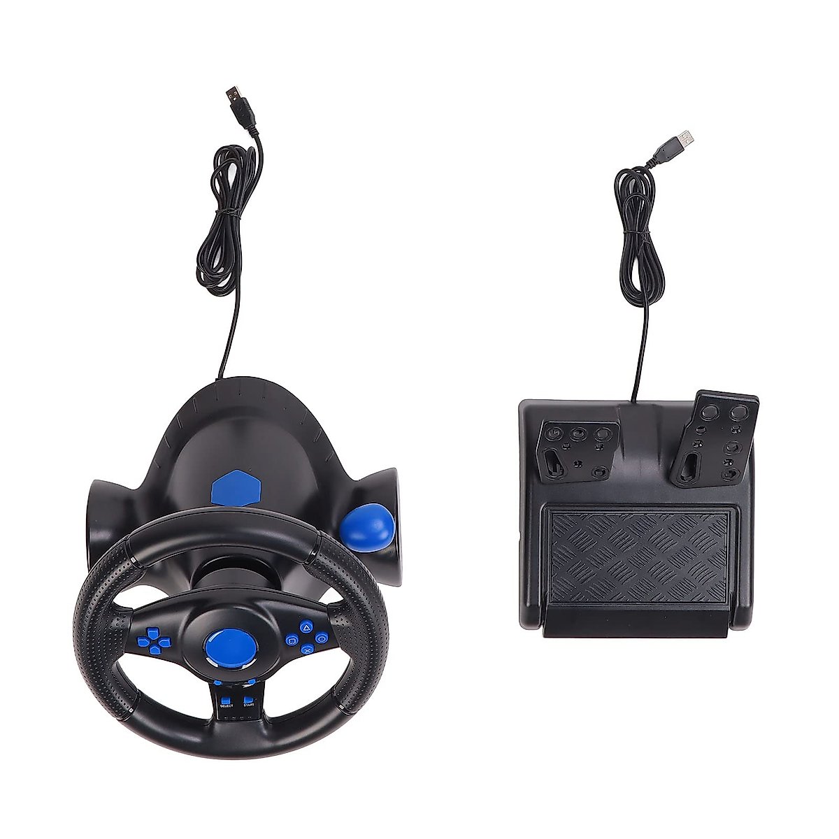DAUERHAFT Racing Game Wheel,7 in 1 Control Buttons Vibration Game Steering Wheel,180° Rotation USB Racing Game Wheel with Pedal,Plug and Play,for PC, PS3, PS4, Xbox One,XBOX 360, Switch, Android