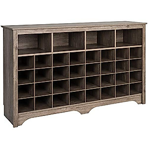 Pemberly Row Transitional 36 Cubby Wooden Shoe Cubby Console in Drifted Gray