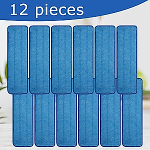 12 Pack Replacement Microfiber Pad for Universal Commercial 18 Inch Mop Head- Heavy Duty - Wet & Dry Commercial Cleaning Refills Reusable Mop Refills Fit for Most Microfiber Flat Mop System