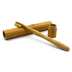 YJYdada Portable Natural Bamboo Toothbrush Case Tube for Travel Eco Friendly Hand Made (Brown)