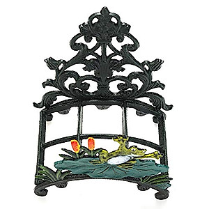 Sungmor Cast Iron Heavy Duty Garden Hose Holder - Decorative Hand-painted Frog Wall Mounted Water Hose Hanger - Wall Decoration Hanging Hose Rack - Hose Reel Storage Butler - Metal Hose Stand
