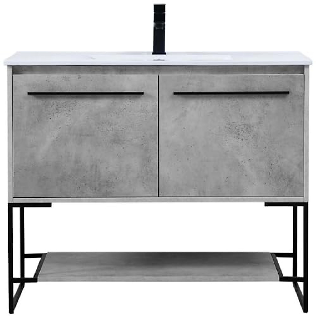 Elegant Decor Gerard 40" Single Porcelain Top Bathroom Vanity in Concrete Gray