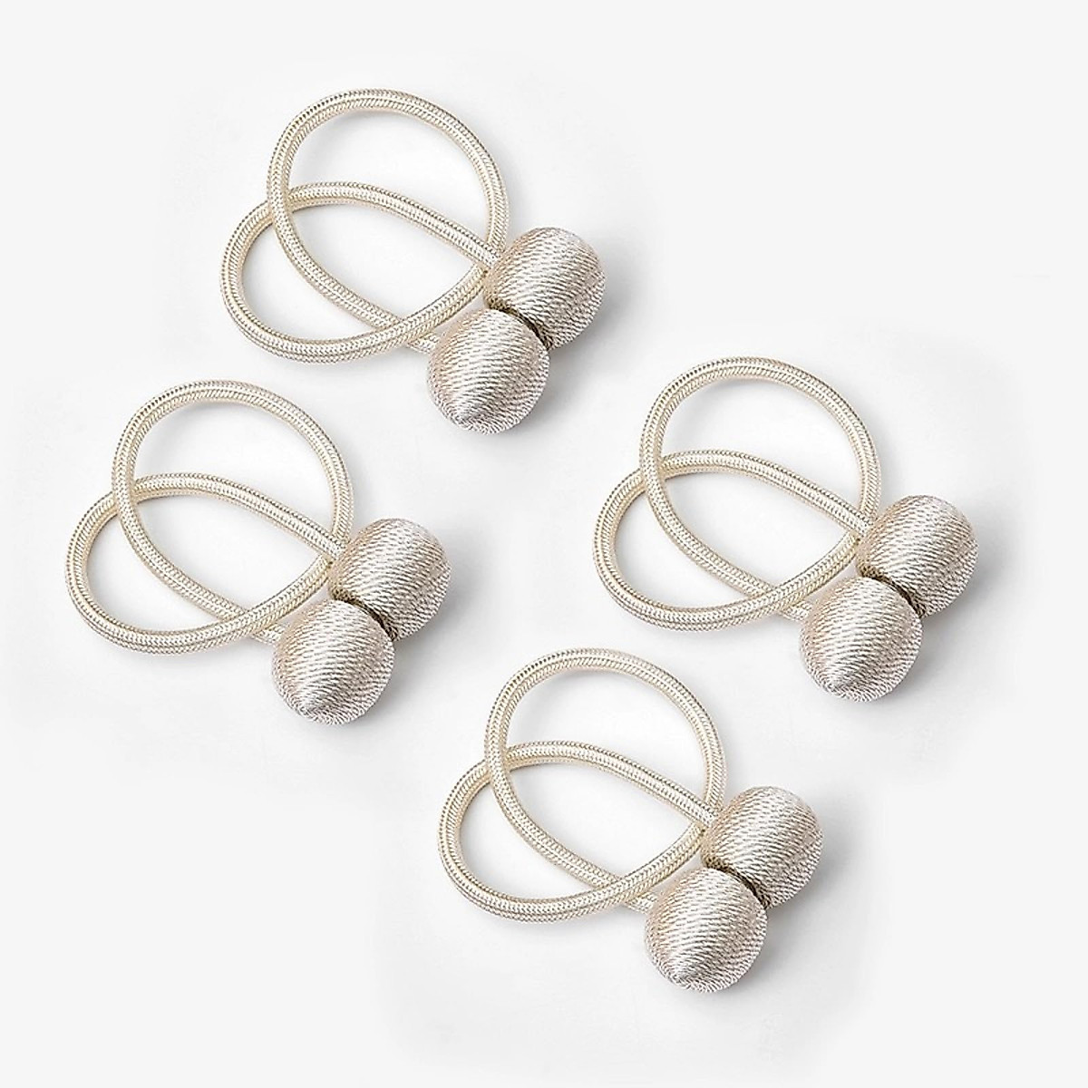 4Pack Curtain Tiebacks - Magnetic Curtain Tiebacks, European Style Convenient Drape Tie Backs，No Tools Required for Christmas Home Holiday Décor (Rice Red, 4)