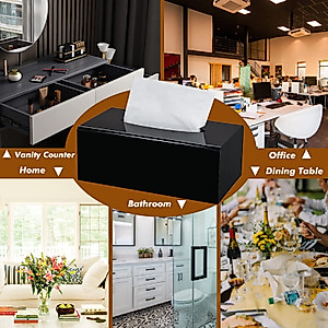 Kamehame Tissue Box Cover Rectangle Acrylic Tissue Holder 10.2x5.5x3.9 Inch Black Dryer Sheet Holder Container Tissue Dispenser for Home Bathroom Kitchen and Office