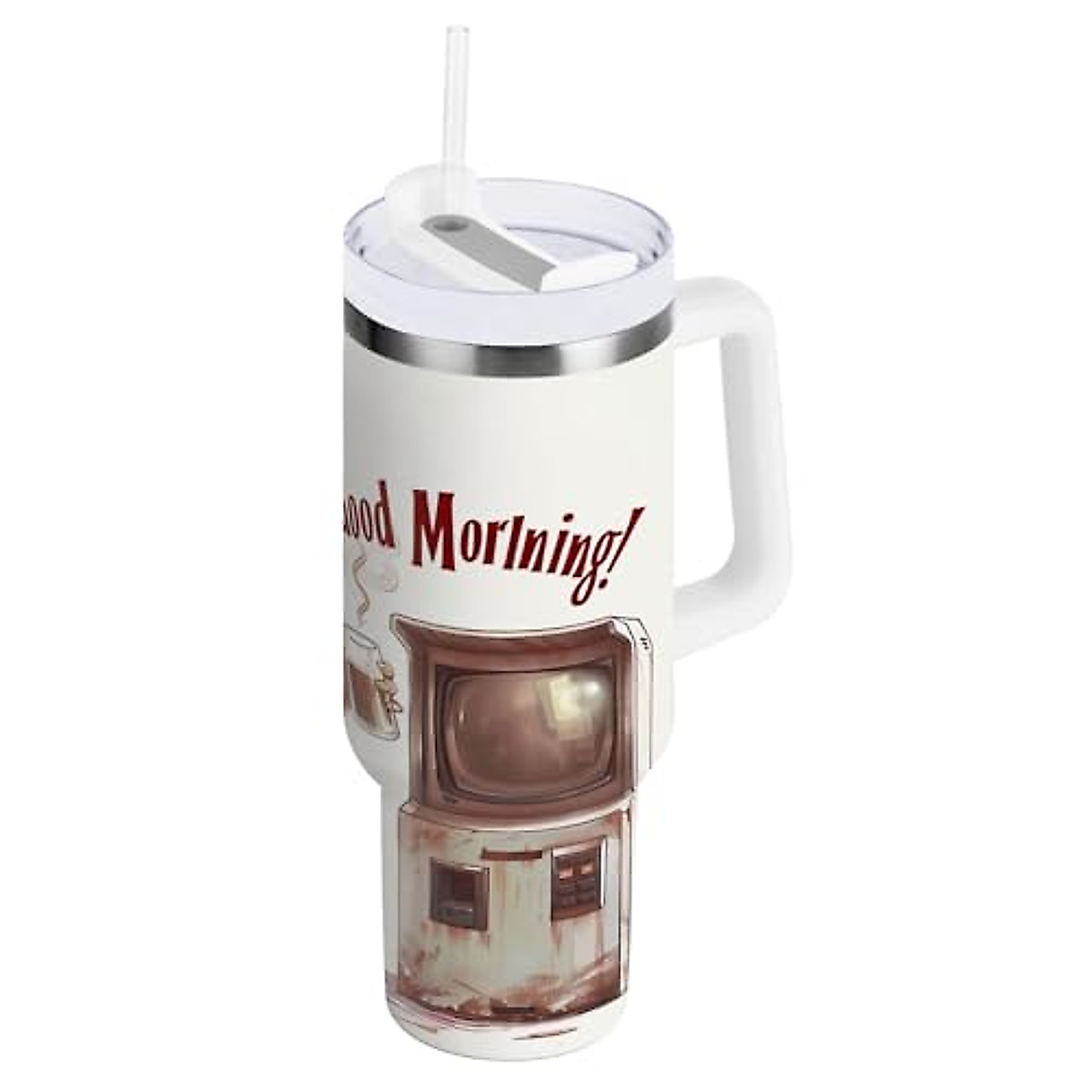 ODAWA Cartoon Rooster Travel Tumbler with Straw and Lid Water Bottle 30 Oz Stainless Steel Cups