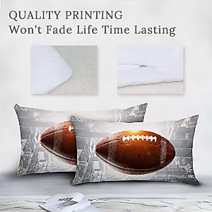 ARIGHTEX American Football Pillow Shams Sports Lover Pillowcase Kids Boys Teen Vintage Football Pillow Cases for Boys Room (Standard (20" x 26"),Set of 2)