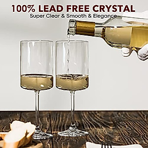 Chouggo Square Wine Glasses Set of 6-14.5Oz, Hand Blown Premium Crystal Red Wine or White Wine Glass - Gifts for Women, Men, Wedding, Anniversary, Christmas, Birthday