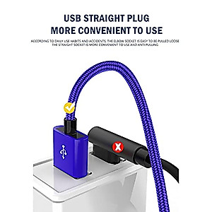 BGNTBUK Tab S3 Charging Cable USB C Cable Right Angle 90° Elbow Nylon Braided USB A to C 66W Fast Charging Cable Type C Cable 10ft Pack