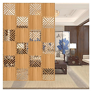 PFCDZDU Hanging Room Divider Hollow Out Design Wood-Plastic Separation Wall Indoor Decoration, DIY Privacy Partition Screen Panel for Bedroom Office Home (Color : Wood Color-A, Size : 2pcs)