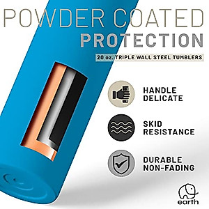 Earth Drinkware SKINNY TUMBLERS (4 pack) - 20oz Stainless Steel Double Wall Insulated Tumblers with Lids and Straws | Skinny Travel Mug, Straw Cleaner INCLUDED | Blanks For Vinyl Projects - Multi #3