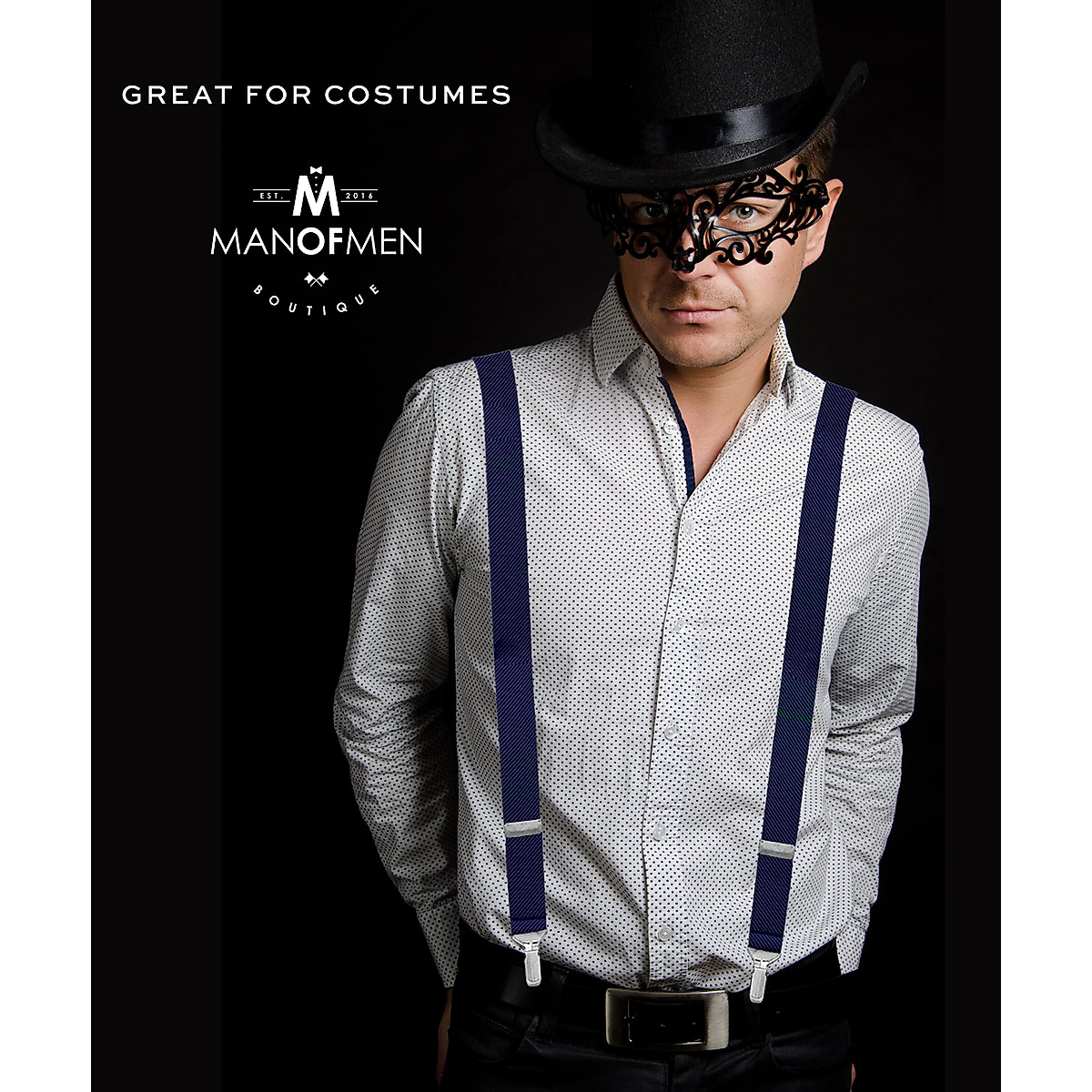 Man of Men Suspenders - Navy