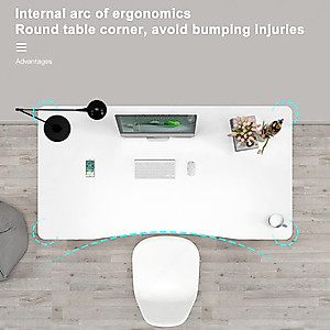 Wilitto Computer Desk 40", Modern Simple Style Desk, Study Writing Table, Home Office Work Desk, Gaming Desk Ergonomic Arc Design- White