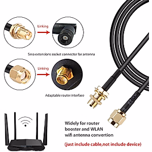JOINSI 5-Pack 10ft WiFi Antenna Extension Coaxial Cable RP-SMA Male to RP-SMA Female for WiFi LAN WAN Router Bridge Antenna Security IP Camera Signal Booster Repeater Wireless Network Card Adapter