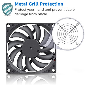 GDSTIME Quiet 80mm Fan, 12V 3PIN 80mm x 80mm x 10mm Brushless DC Fan for CPU Coolers
