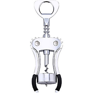 Zinc Alloy Wing Corkscrew, Multifunctional Wine Bottle Opener and Beer Cap Remover. For Restaurant Bar, Kitchen Home Use., Silver, 7.3x4.1X1.5