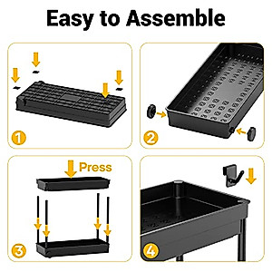 Cicilyna 2 Pack Under Sink Organizer, 2 Tier Bathroom Cabinet Organizers and Storage with Hook, Multi-purpose Storage Basket Shelf for Kitchen, Black