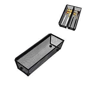 Sanzhi Mesh Silverware Tray Drawer Organizer, Metal mesh ware tray Utensil Mesh Drawer Organizer Storage Cutlery Tray Knives Fork for Kitchen Office Desktop