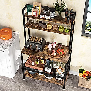 Moan Kitchen Baker’s Rack with Shelves, Microwave Stand 6-Tier Shelf with Storage (Rustic Brown)
