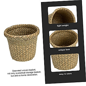 Hohopeti Woven Trash Can Bedroom Garbage Bin Rattan Straw Woven Waste Basket for Living Room Kitchen Bathroom Office Decorative Storage Container