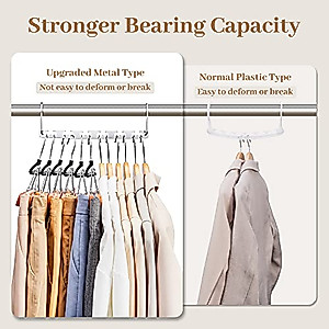 DECOZY Magic Clothes Hangers Smart Closet Saver Pack of 6 – Heavy-Duty Chrome Steel, Space Saving Wonder Hanger Wardrobe Organizer System for Wrinkle-Free Organization