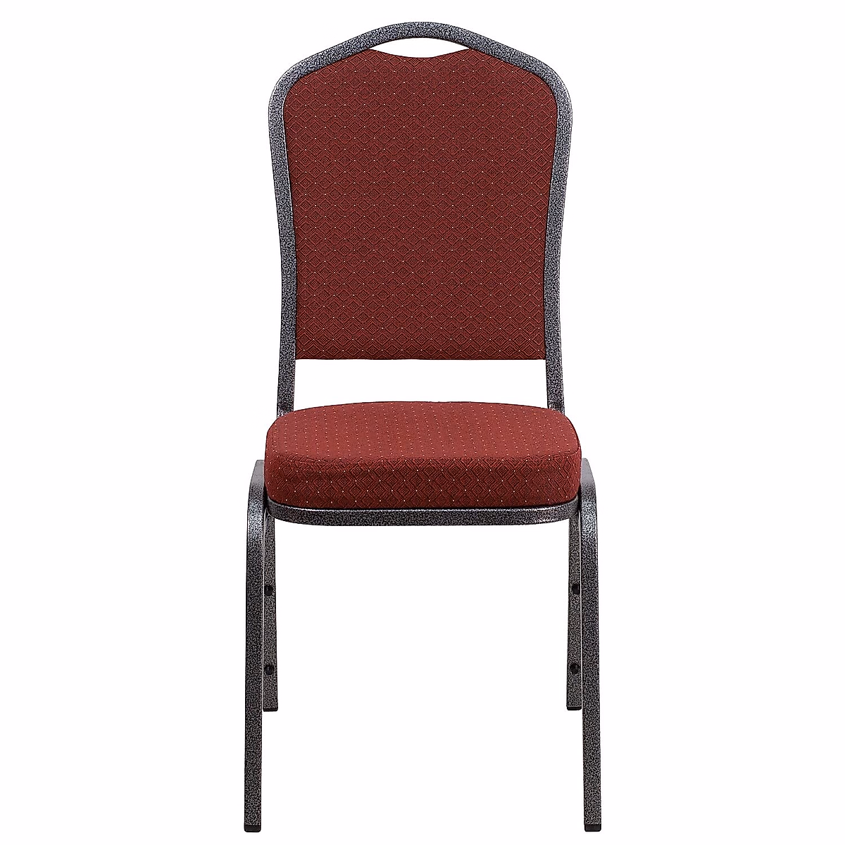 Flash Furniture HERCULES Series Crown Back Stacking Banquet Chair in Burgundy Patterned Fabric - Silver Vein Frame