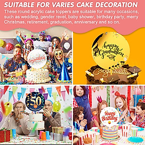 2 Pieces 5 Inch Round Acrylic Cake Toppers Round Clear Cake Topper Blanks DIY Birthday Cake Topper for Personalized Custom Wedding, Birthday Festival Party Cake Decorations