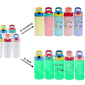 12oz "NOTHING WRONG IN DOING GOOD" Glow in the Dark, Wide Mouth Color changing Water Bottle for Kids (Blue)