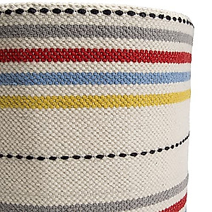 Delta Children Baby Hamper or Toy Storage Basket, Hand Woven from Wool and Cotton, Durable Cute Basket for Organizing for Living Room, Nursery or Bathroom (16x16 Inches, Stripes)