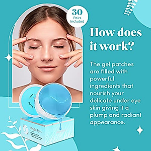 Hydra Blue Collagen Under Eye Gel Mask - Bright Eyes Anti Aging Treatment For Dark Circles, Puffy Eyes, Bags, Fine Lines - 30 Pairs (60 Total Patches)