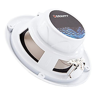 Gravity Marine Speakers - 6.5 Inch 2 Way Waterproof and Weather Resistant Outdoor Audio Stereo Sound System with LED Lights, 350 Watt Power and Low Profile Slim Style - 1 Pair - MG680 (White)