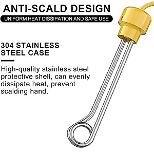 Water Heater, Immersion Water Heater, Bucket Water Heater, Submersible Water Heater 304 Stainless Steel Guard, Pool Heaters for Boiling Bath Water to Heat 5 Gallons of Water in Minutes