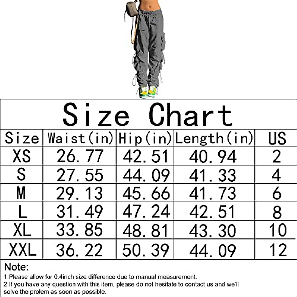 QYANGG Baggy Parachute Pants for Women& Girls Drawstring Elastic Low Waist Ruched Cargo Pants Multiple Pockets Jogger Y2K Grey