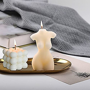 Bubble Cube + Human Female Body Candle 3D Women Body Candle Body Shape Beautiful Art Candle Decoration for Wedding Decorative Candle for Bedroom Bathroom Decorations