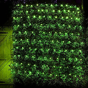 Dazzle Bright St. Patrick's Day 360 LED Net Lights, 12FT x 5 FT Connectable Waterproof String Lights with 8 Modes, Christmas Decorations for Indoor Outdoor Xmas Party Yard Garden Bushes Decor (Green)