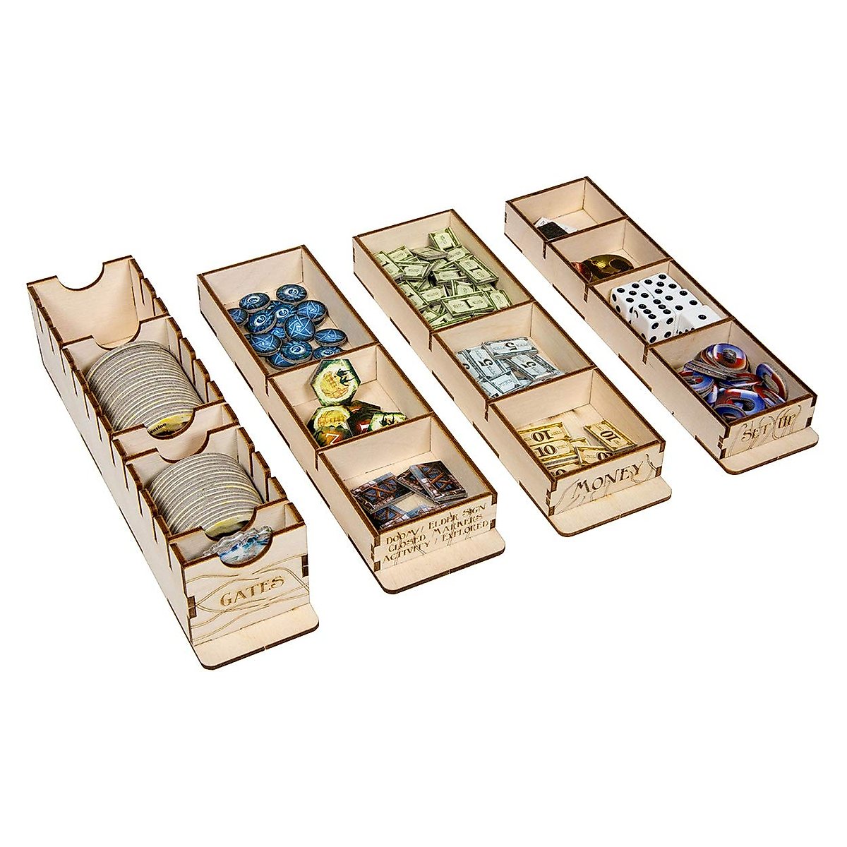 The Broken Token Arkham Horror 2nd Edition Compatible Game Crate - Wooden Storage Box with Multiple Trays and Dividers