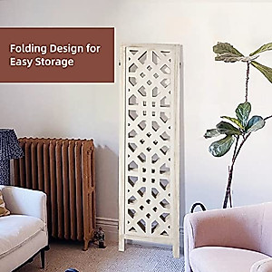 White Room Divider 4 Panel Cutout Room Divider and Folding Privacy Screens 5.6ft Temporary Wall Dividers Room Separator Free Standing Room Dividers for Home Office Restaurant Bedroom