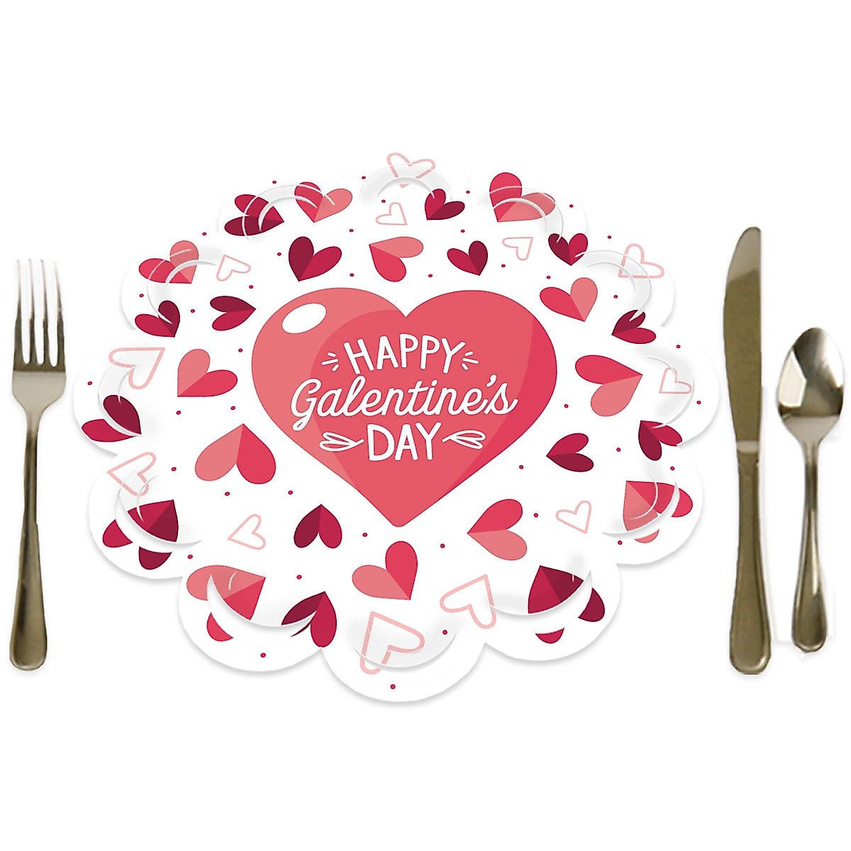 Big Dot of Happiness Happy Galentine’s Day - Valentine’s Day Party Round Table Decorations - Paper Chargers - Place Setting for 12