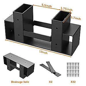 Mr IRONSTONE Firewood Log Storage Rack Bracket Kit, Adjustable Wood Rack Length Based on the Amount of Wood, for Outdoor Indoor Patio Deck Metal Log Holder Outdoor Tools with 34 Accessories