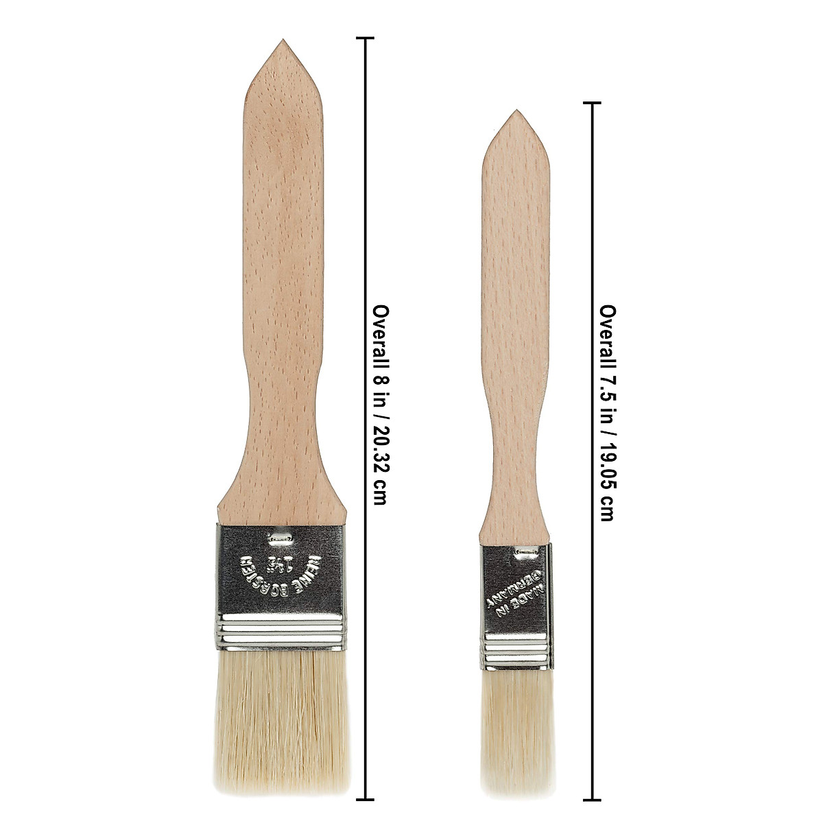 Redecker Pastry Brushes Set with Untreated Beechwood Handles, 2 Different Sizes, Multi-purpose Brushes with Natural Boar Bristles for Basting, Glazing and More, Made in Germany