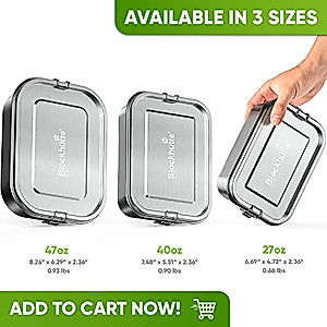 Blockhuette Stainless Steel Lunch Box for Adults I 27oz I Bento Box with 3 Compartments, Leak-Proof Container, Metal Lunchbox for Travel & Work, Eco-Friendly Meal Storage Solution, incl free Sealing