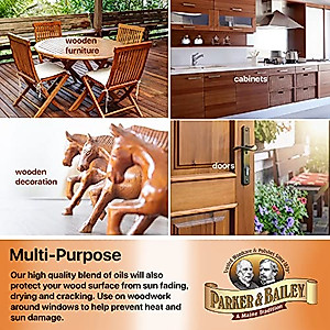 PARKER & BAILEY ORANGE OIL POLISH - Natural Orange Scented Wood Cleaner & Furniture Polish, Cleans, Renews, Restores & Rejuvenates Wood Surfaces, Protects from Drying or Cracking, Shiny Finish, 16oz