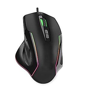 Yolispa Wired Mouse 7- Key Macro Programmable Gaming Mouse with Breathing Light 6400DPI Adjustable for PC Game Office Work