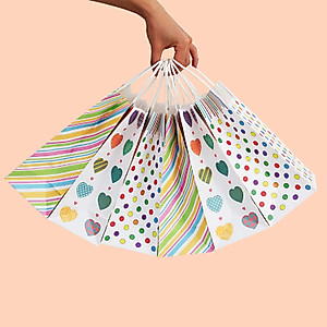 Bekoetoz 40 PCS White Kraft Paper Bags With Handles Bulk Gift Bags For Birthdays,Weddings,Baby Showers,Thanksgiving Christmas,Bridal Shower,Party Favor,Goodie Bags(Medium,Dots)