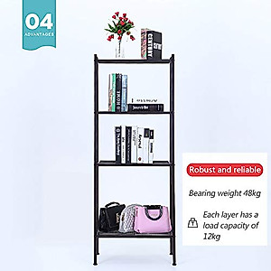 Metal Storage Rack, FOME 4-Shelf Shelving Heavy Duty Adjustable Shelves Storage Shelf Corner Shelf Free Standing Ladder Shaped Plant Flower Stand Rack for Laundry Bathroom Kitchen Pantry Closet