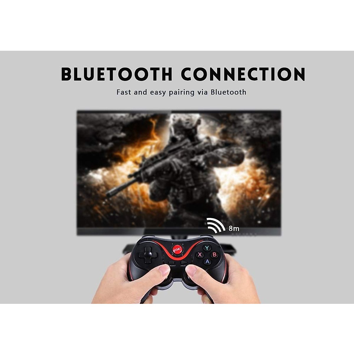 Calvas ACCEWIT X3 updated t3 Gamepad Joystick Wireless Bluetooth 3.0 Android Gamepad Gaming Remote Control for phone PC Tablet TV Box - (Color: Black red)