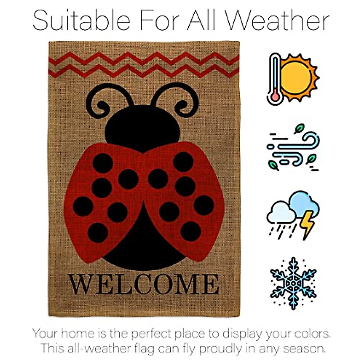 Welcome Ladybug Burlap Garden Flag - Friends Bugs & Frogs Butterfly Ladybugs Dragonfly Bee Springtime Insect Natural Wildlife - Yard Decorations Holiday Outdoor Flags Double-Sided 12.5 X 18